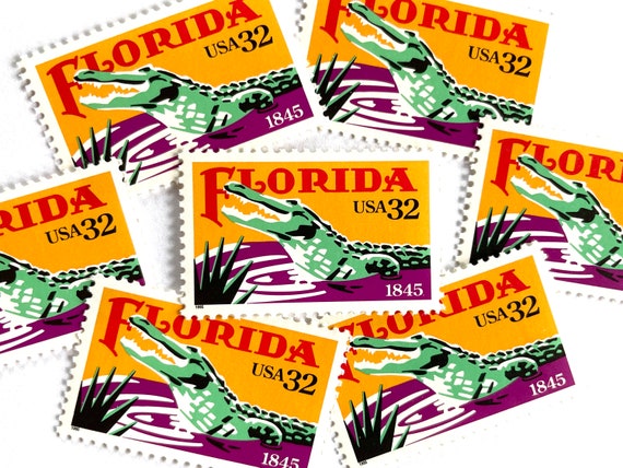 10 Vintage Unused Florida Statehood Mail Stamps / Alligator - Etsy