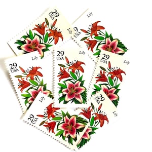 10 Vintage Unused Lily Flower Mail Stamps / Summer Garden Flowers ...