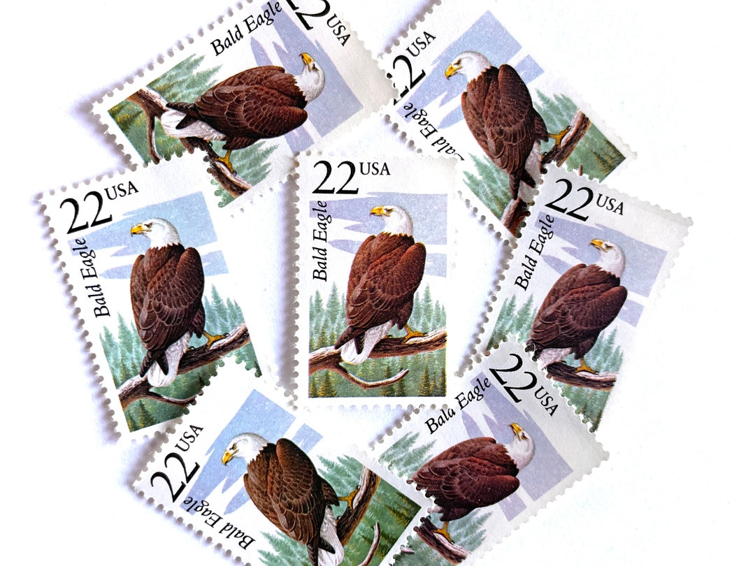 10 Vintage Unused Bald Eagle Mail Stamps / North American Wildlife USPS ...