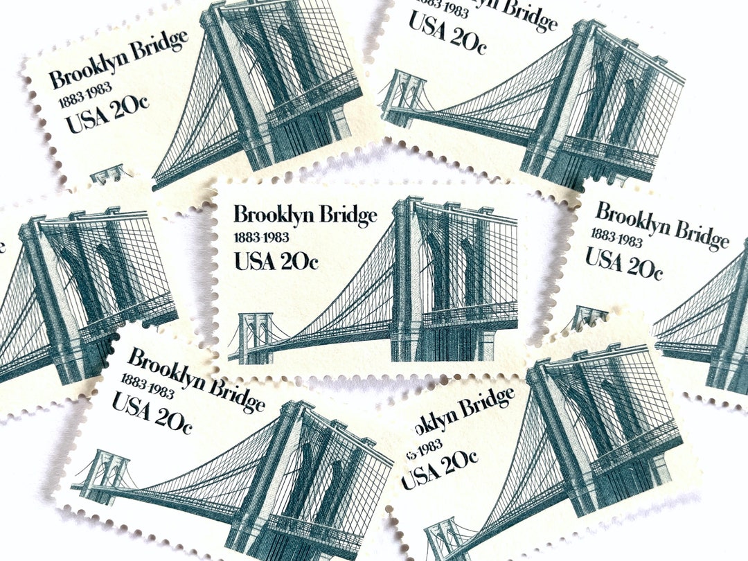 20 Vintage Unused Brooklyn Bridge Mail Stamps / New York City NYC USPS ...