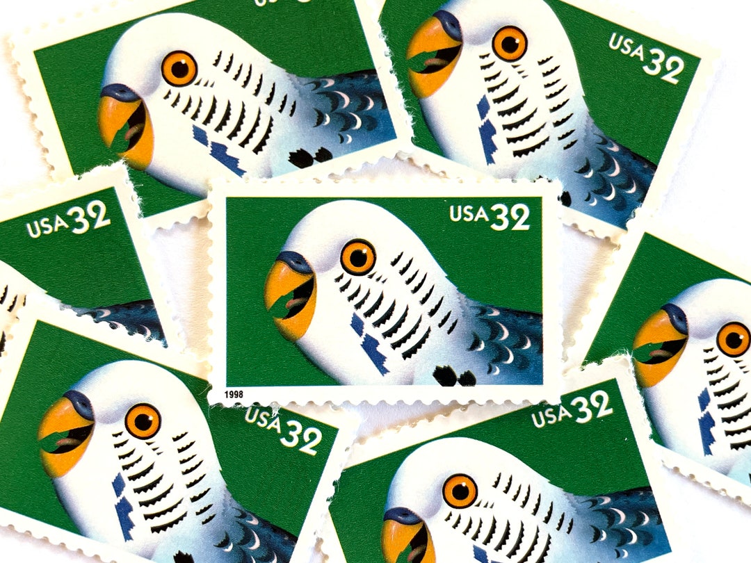 10 Unused Bright Eyes Parakeet Mail Stamps / Parrot Bird USPS Postage ...