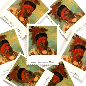 10 Vintage Unused George Catlin Mail Stamps / the White Cloud Iowa Four ...