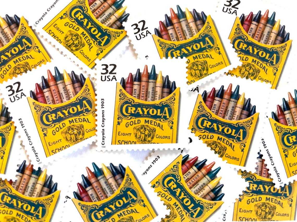 10 Vintage Unused Crayola Crayon Stamps / Celebrate the Century USPS ...