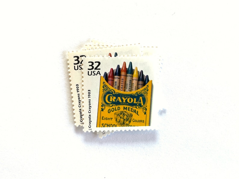 10 Vintage Unused Crayola Crayon Stamps / Celebrate the Century USPS ...