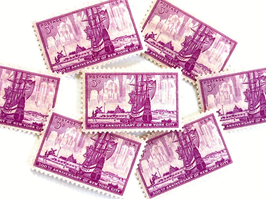 20 Vintage Unused 300th Anniversary of New York City Mail Stamps / NYC ...