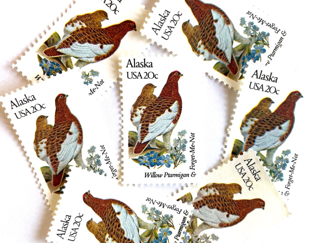 10 Vintage Unused Alaska State Bird and Flower Mail Stamps / Willow ...