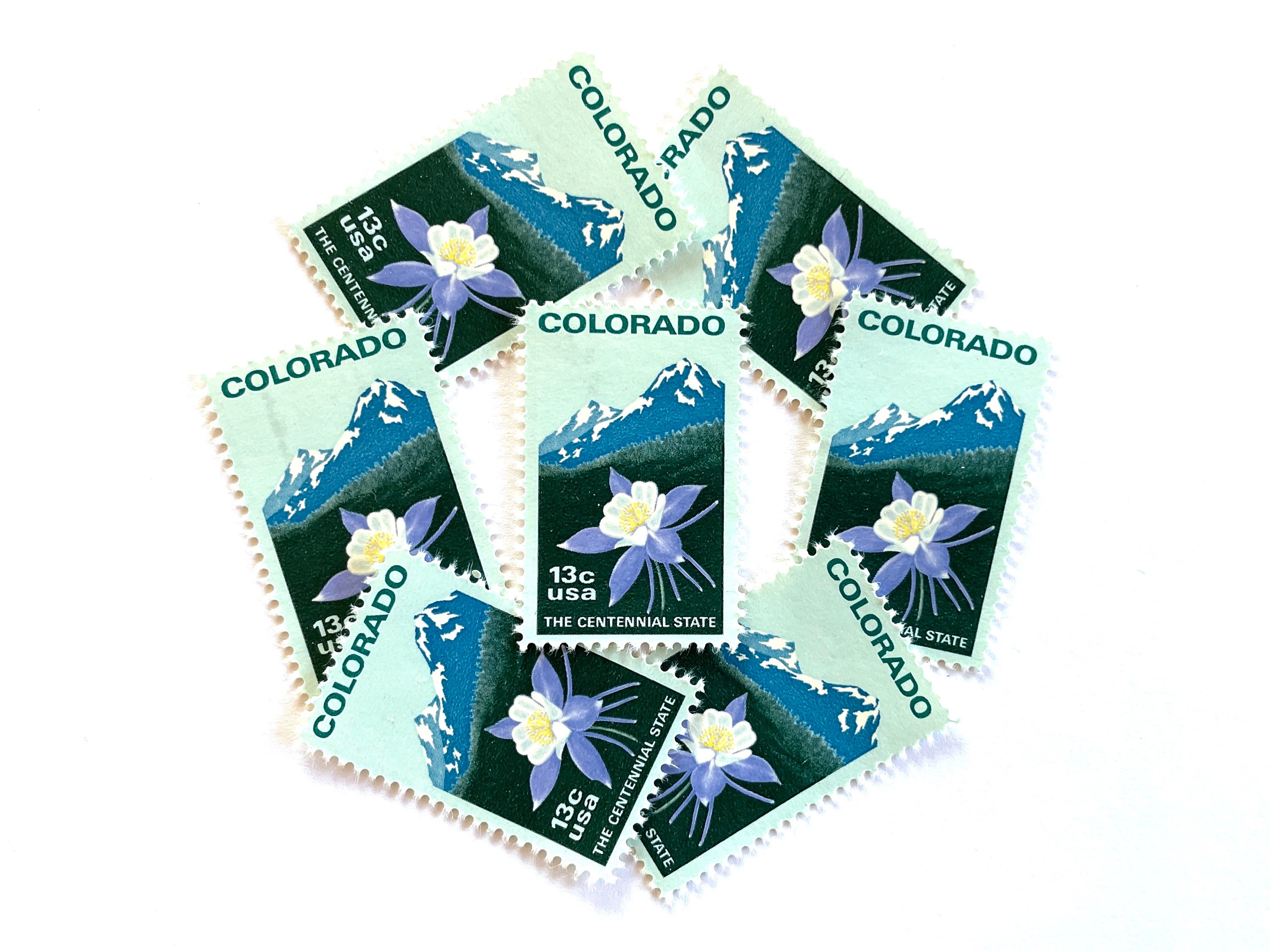 20 Vintage Unused Colorado Statehood Mail Stamps / Mountains Blue ...