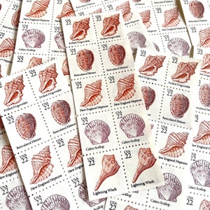 10 Vintage Unused Seashell Mail Stamps / Beach Shell USPS Postage / 22 ...