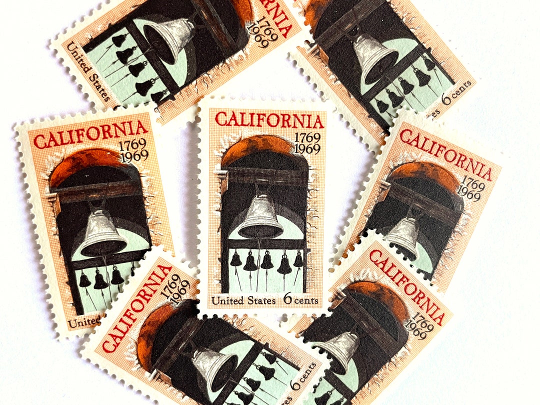 20 Vintage Unused California Settlement Mail Stamps / San Diego Mission ...