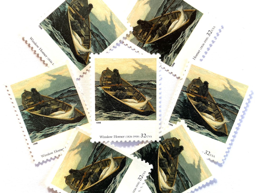 10 Vintage Unused Winslow Homer Mail Stamps / the Fog Warning Four ...
