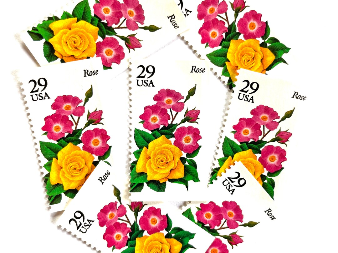 10 Vintage Unused Rose Flower Mail Stamps / Summer Garden Flowers ...
