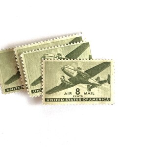 20 Vintage Unused Air Mail Twin-motored Transport Plane Mail Stamps ...