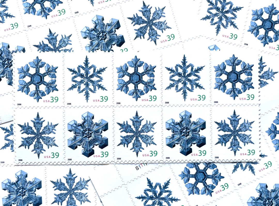 20 Vintage Unused Snowflake Christmas Stamps / Holiday USPS Postage ...