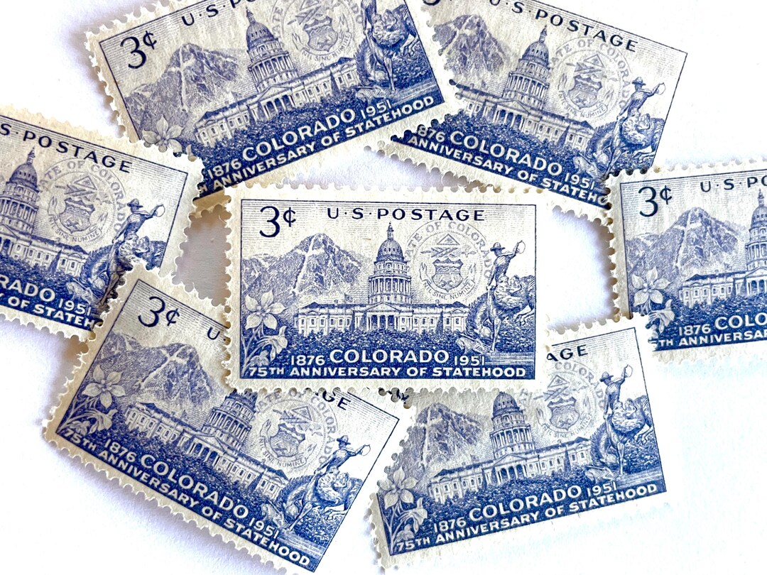 20 Vintage Unused Colorado Statehood Mail Stamps / Denver Capitol Mount ...