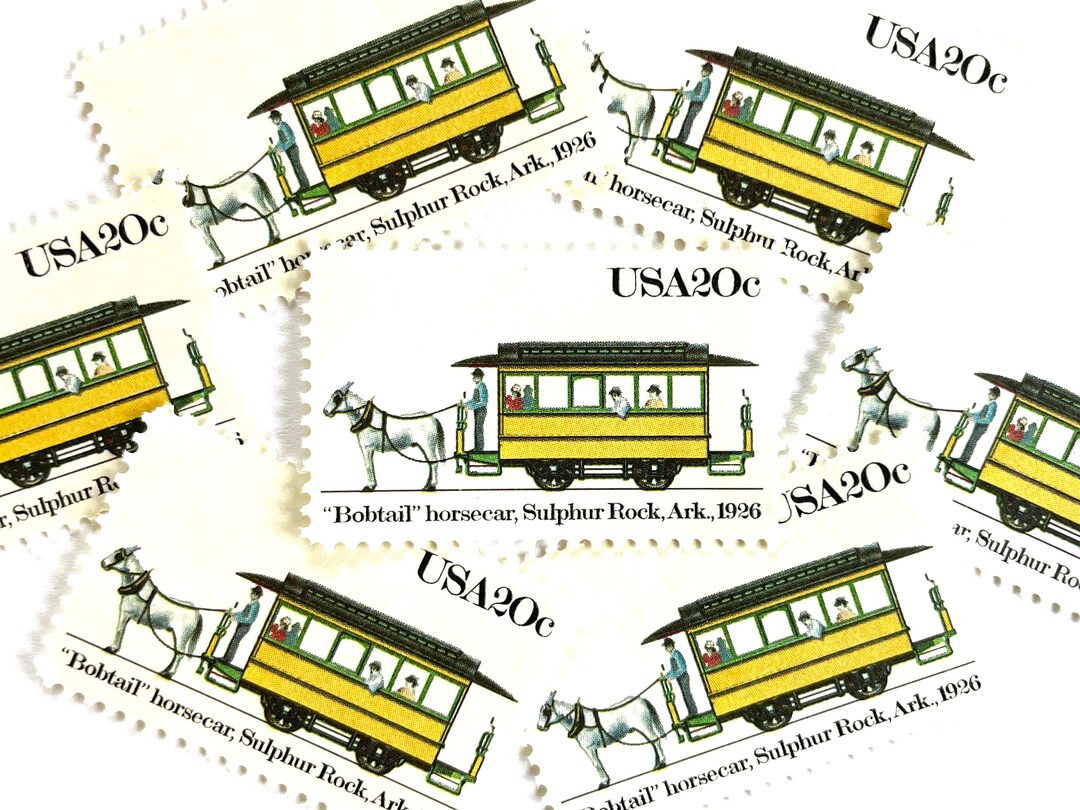 10 Vintage Unused Bobtail Streetcar Mail Stamps / Arkansas ...