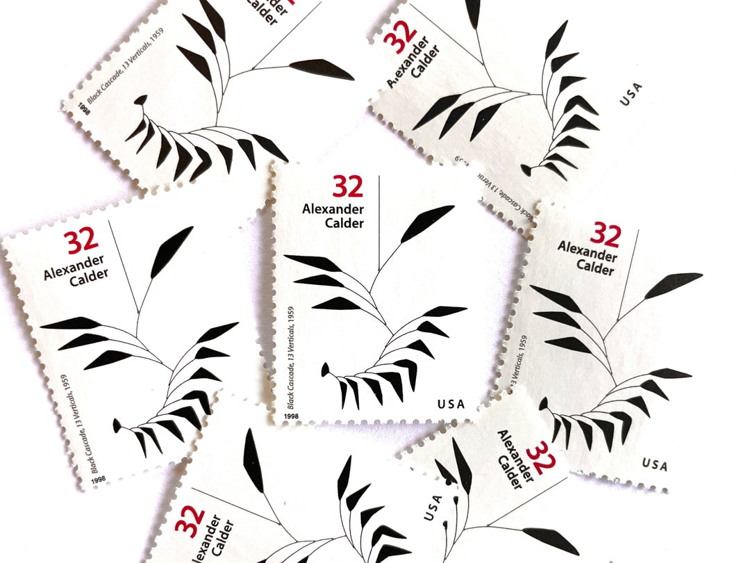 10 Vintage Unused Alexander Calder Mail Stamps / Black Cascades 13 ...