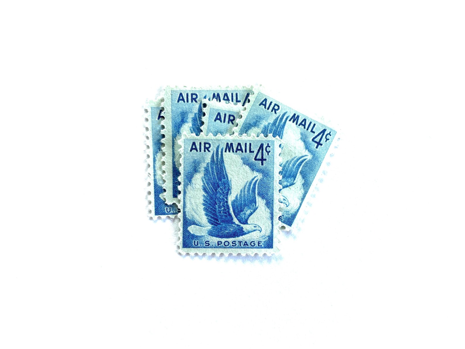 20 Vintage Unused Eagle in Flight Mail Stamps / Bird Blue Airmail USPS ...