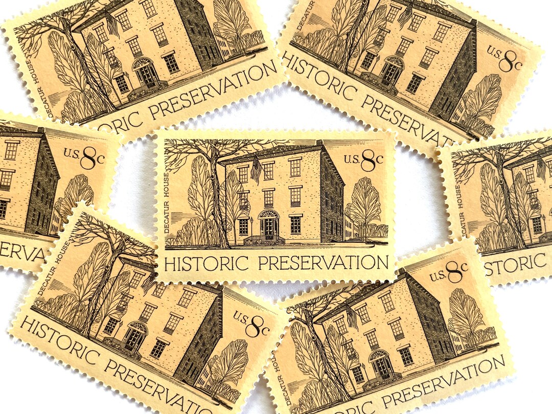 10 Vintage Unused Decatur House Historic Preservation Mail Stamps ...