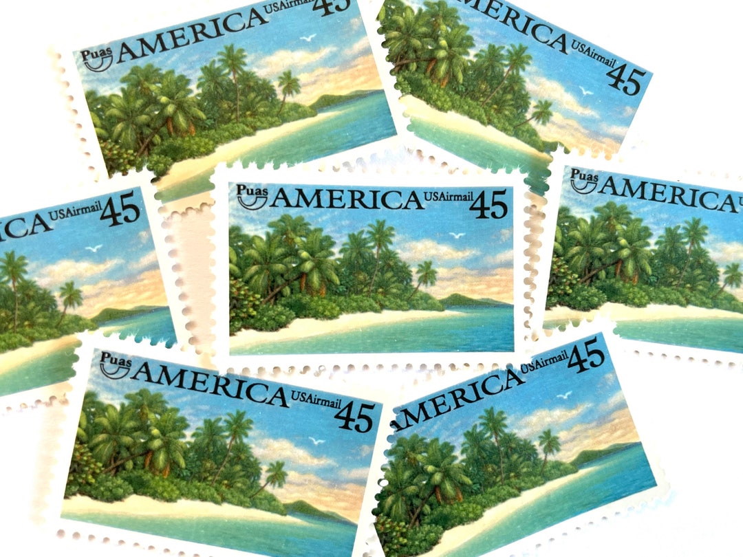 10 Vintage Unused Tropical Coast Mail Stamps / America PUAS Caribbean ...