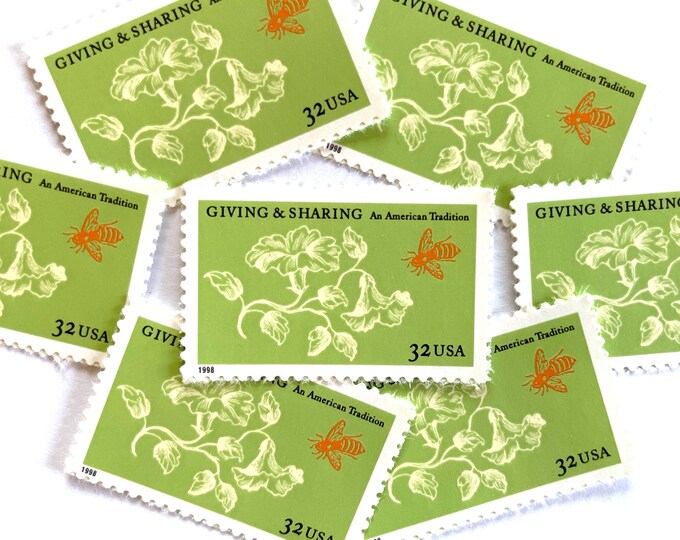 10 Vintage Unused Giving & Sharing an American Tradition Stamps / Green ...
