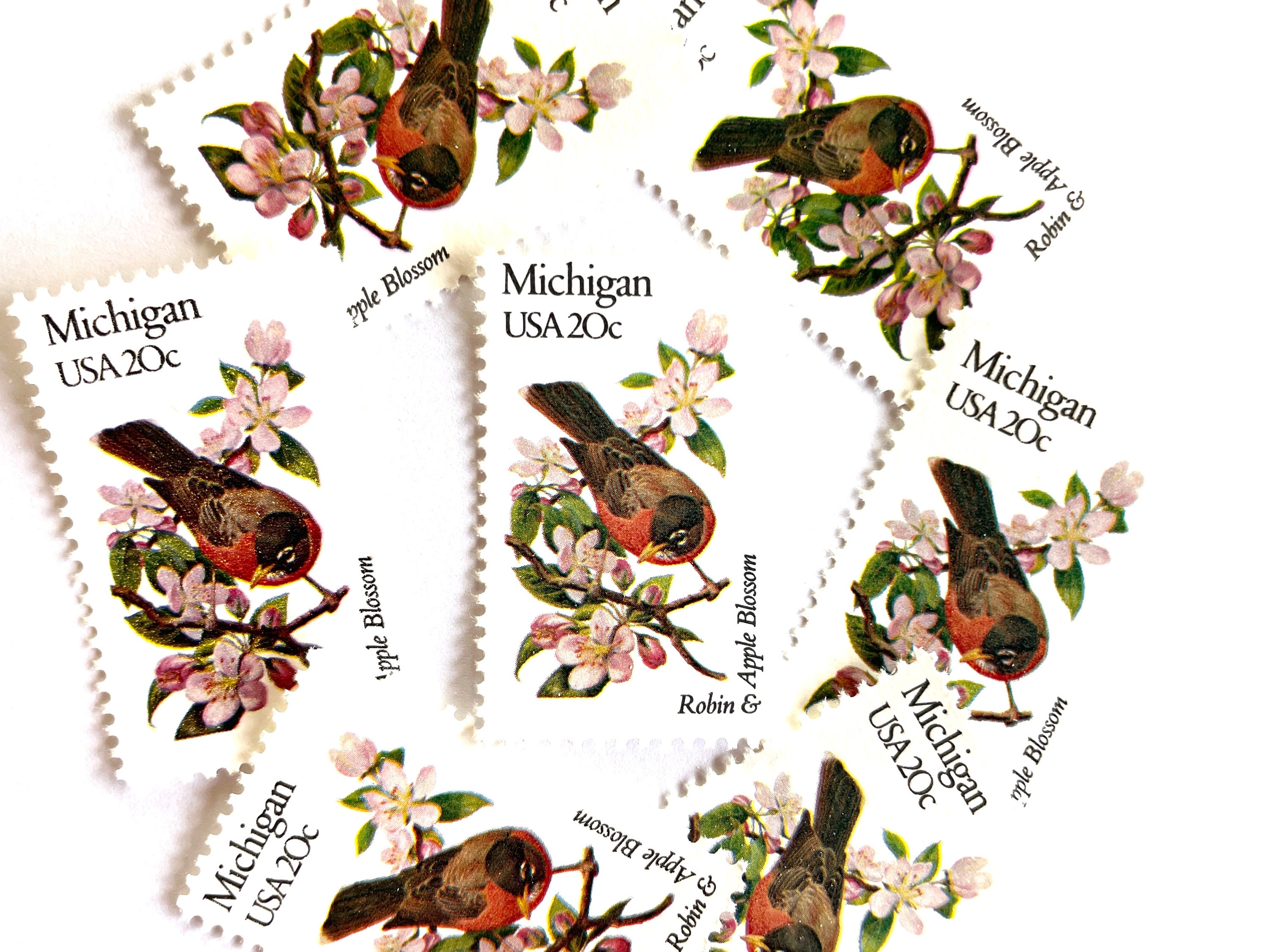 10 Vintage Unused Michigan State Bird and Flower Mail Stamps / - Etsy