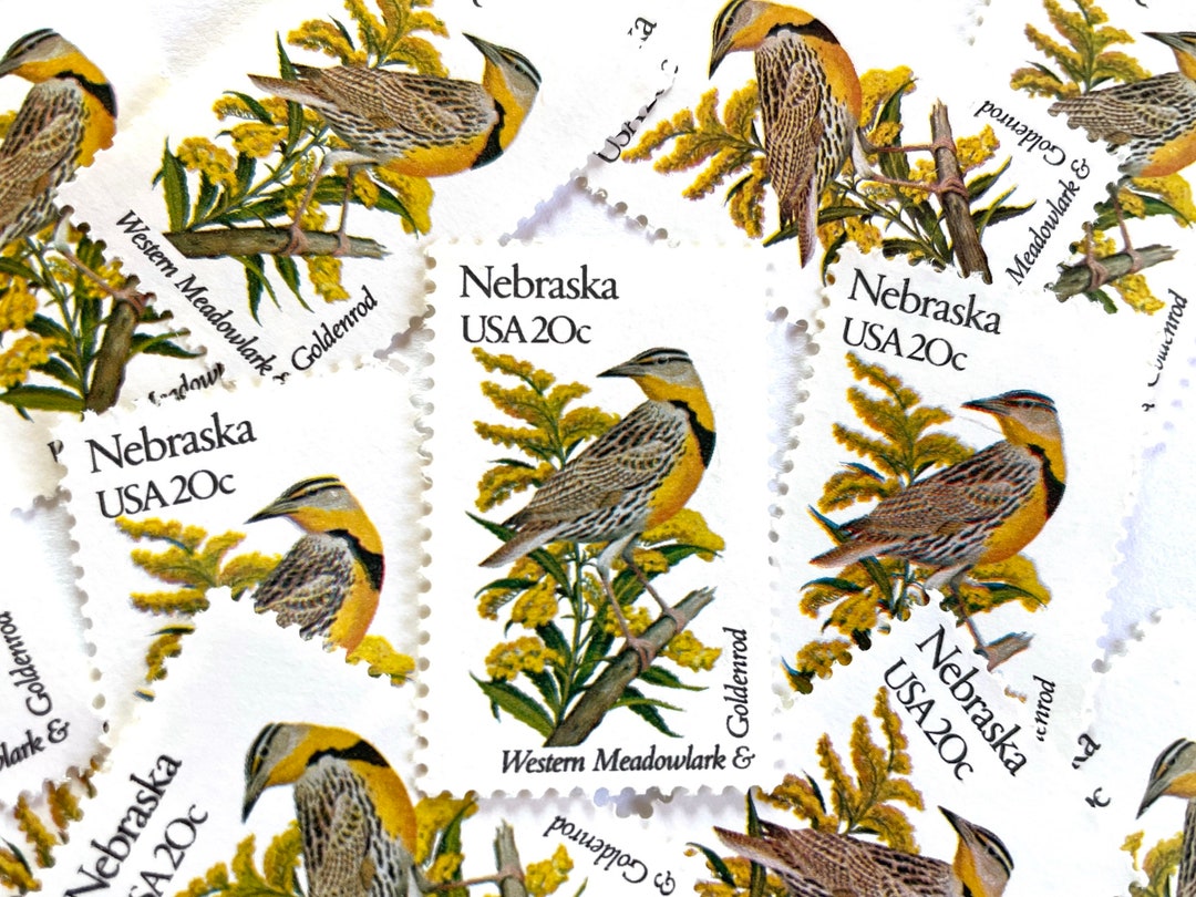 10 Vintage Unused Nebraska State Bird and Flower Mail Stamps / Western ...