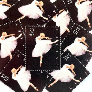 10 Vintage Unused American Ballet Mail Stamps / Ballerina Dance Black ...