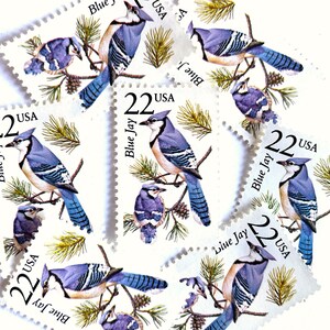 10 Vintage Unused Blue Jay Mail Stamps / North American Wildlife USPS ...