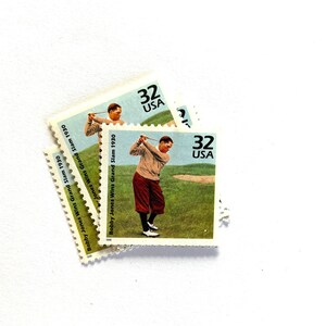 10 Vintage Unused Bobby Jones Stamps / Celebrate the Century 1930 Golf ...