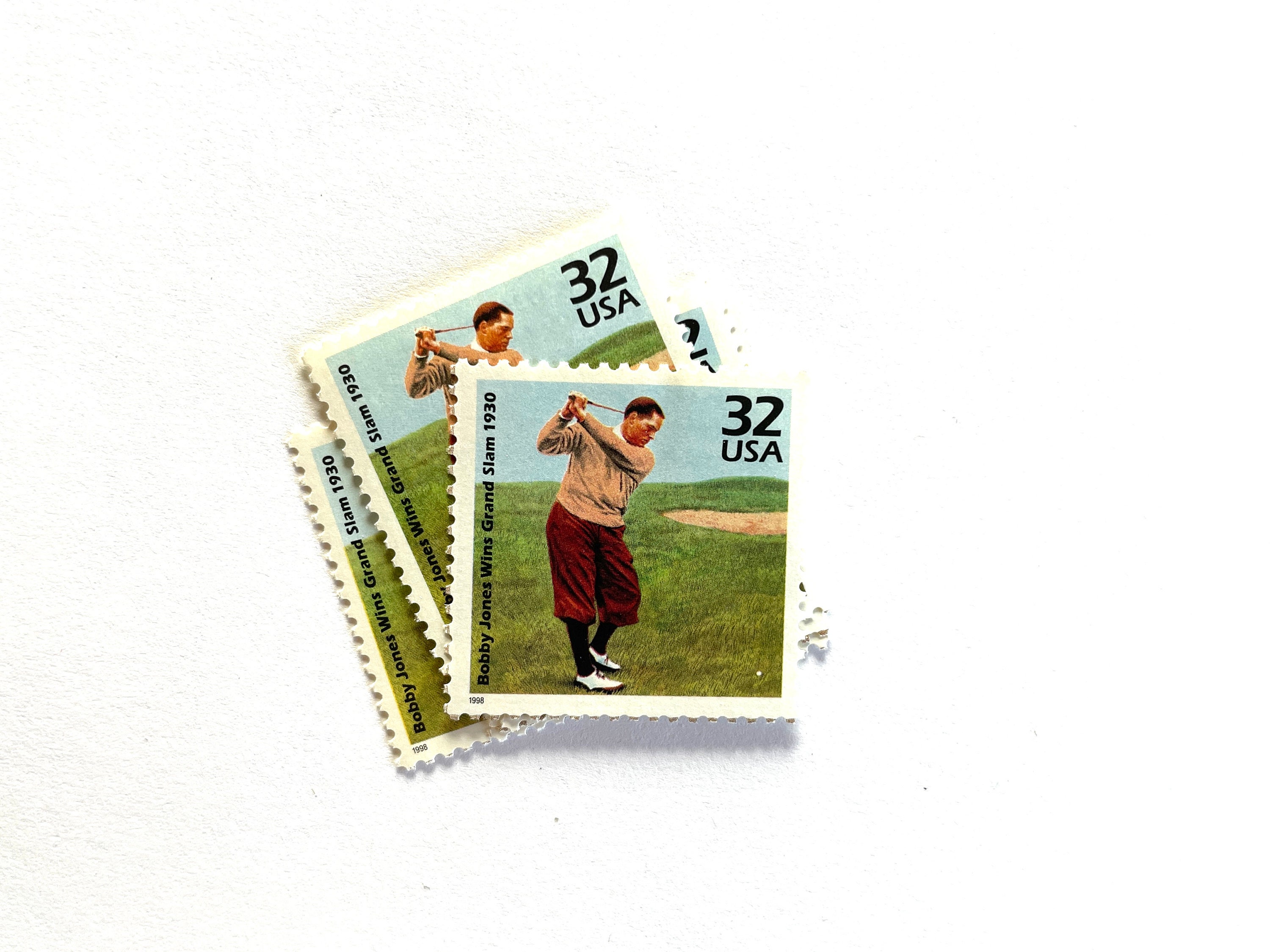 10 Vintage Unused Bobby Jones Stamps / Celebrate the Century 1930 Golf ...
