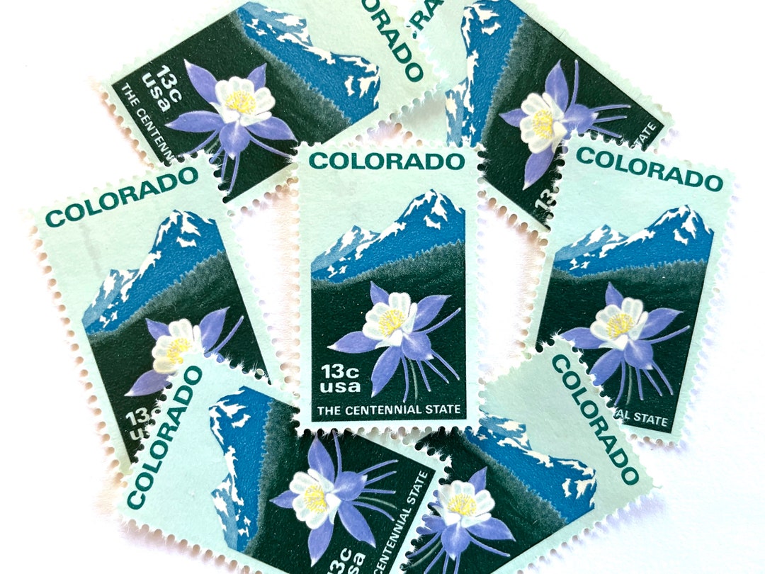20 Vintage Unused Colorado Statehood Mail Stamps / Mountains Blue ...