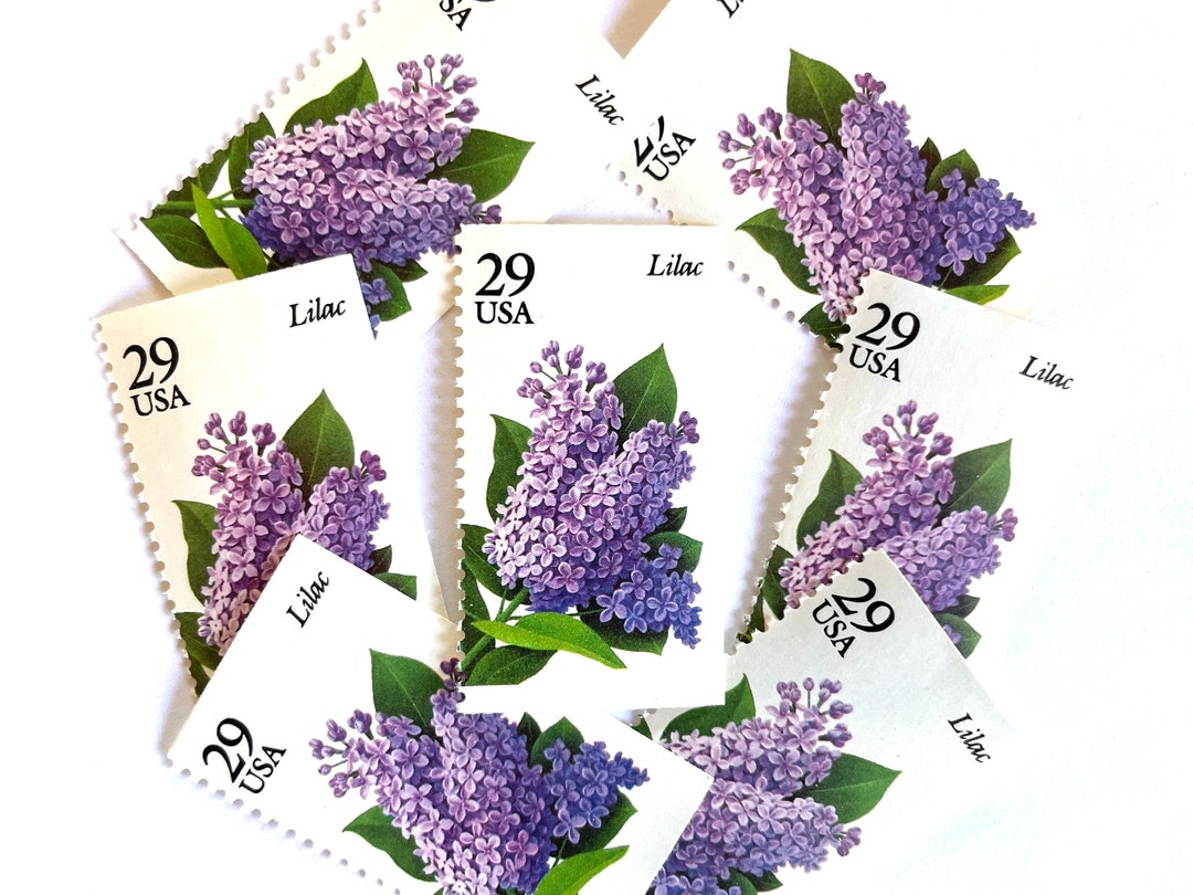 10 Vintage Unused Lilac Flower Mail Stamps / Purple Garden Flowers ...