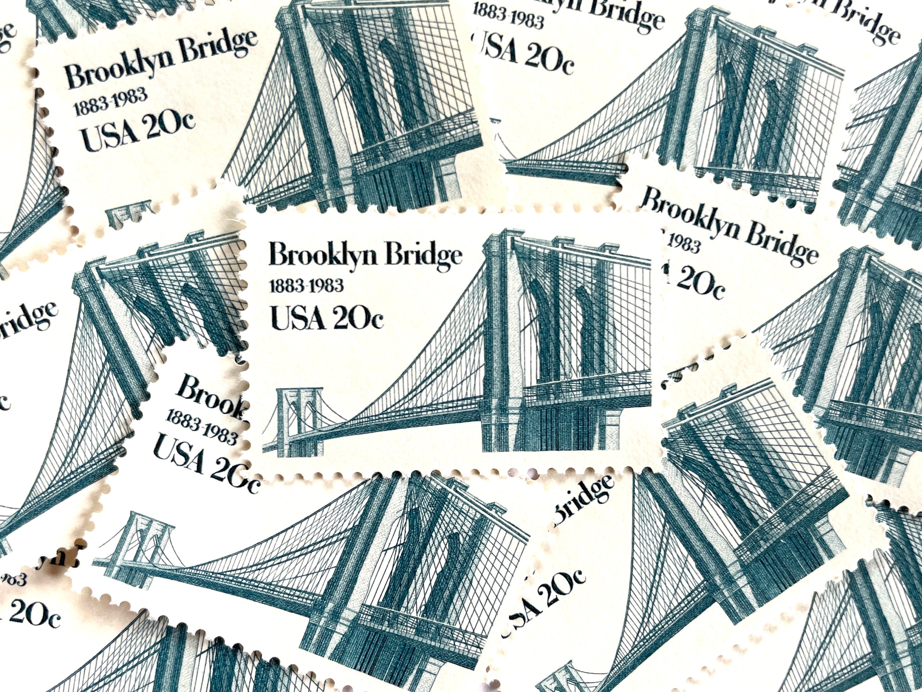 20 Vintage Unused Brooklyn Bridge Mail Stamps / New York City - Etsy