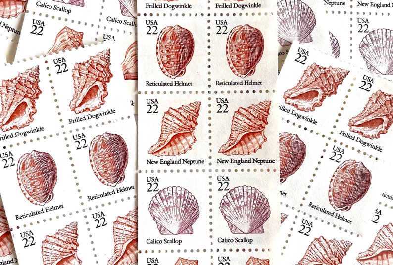10 Vintage Unused Seashell Mail Stamps / Beach Shell USPS - Etsy