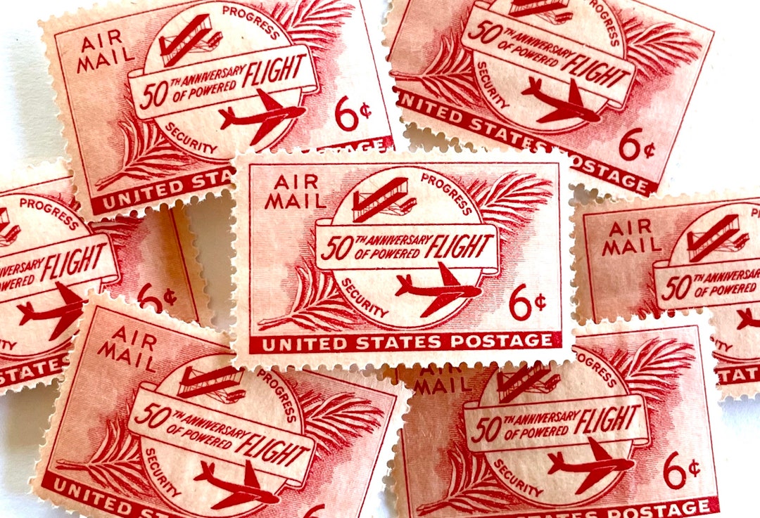 20 Vintage Unused Airmail 50th Anniversary Powered Flight Mail Stamps ...