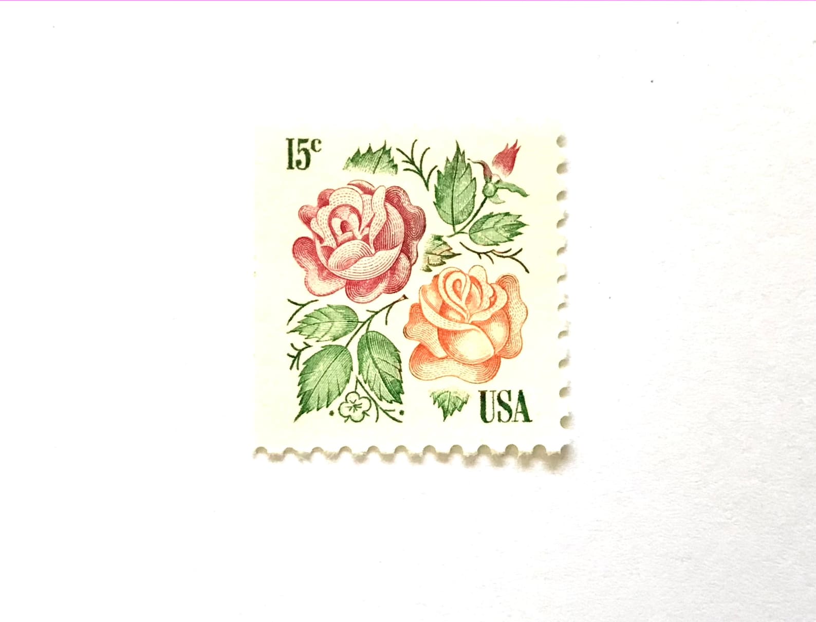 20 Vintage Unused Medallion Roses Mail Stamps / Pink and Orange ...