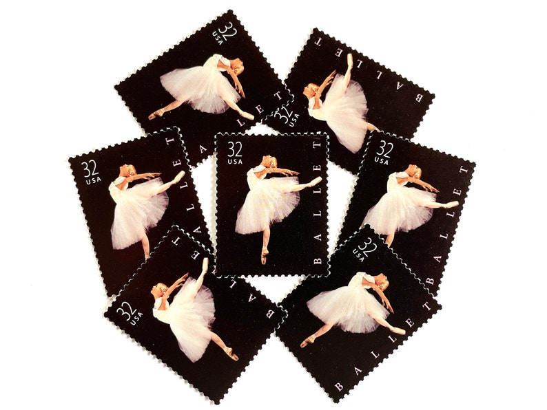 10 Vintage Unused American Ballet Mail Stamps / Ballerina Dance Black ...