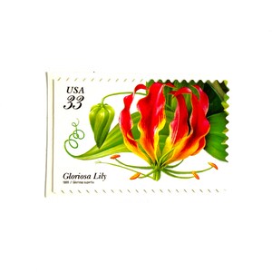 10 Vintage Unused Gloriosa Lily Stamps / Red Tropical Flowers USPS ...