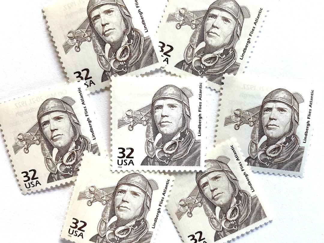 10 Vintage Unused Charles Lindbergh Pilot Stamps / Celebrate the ...