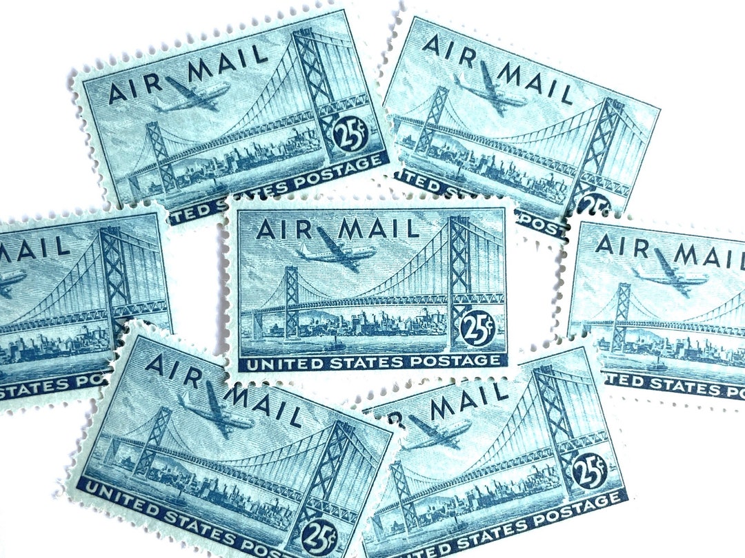 10 Vintage Unused San Francisco Stamps / Air Mail Bay Bridge Oakland ...