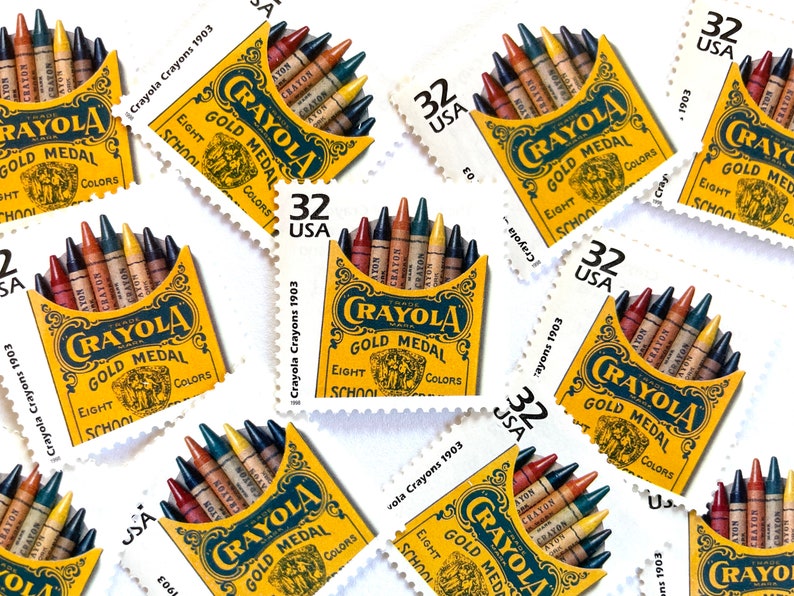 10 Vintage Unused Crayola Crayon Stamps / Celebrate the Century USPS ...