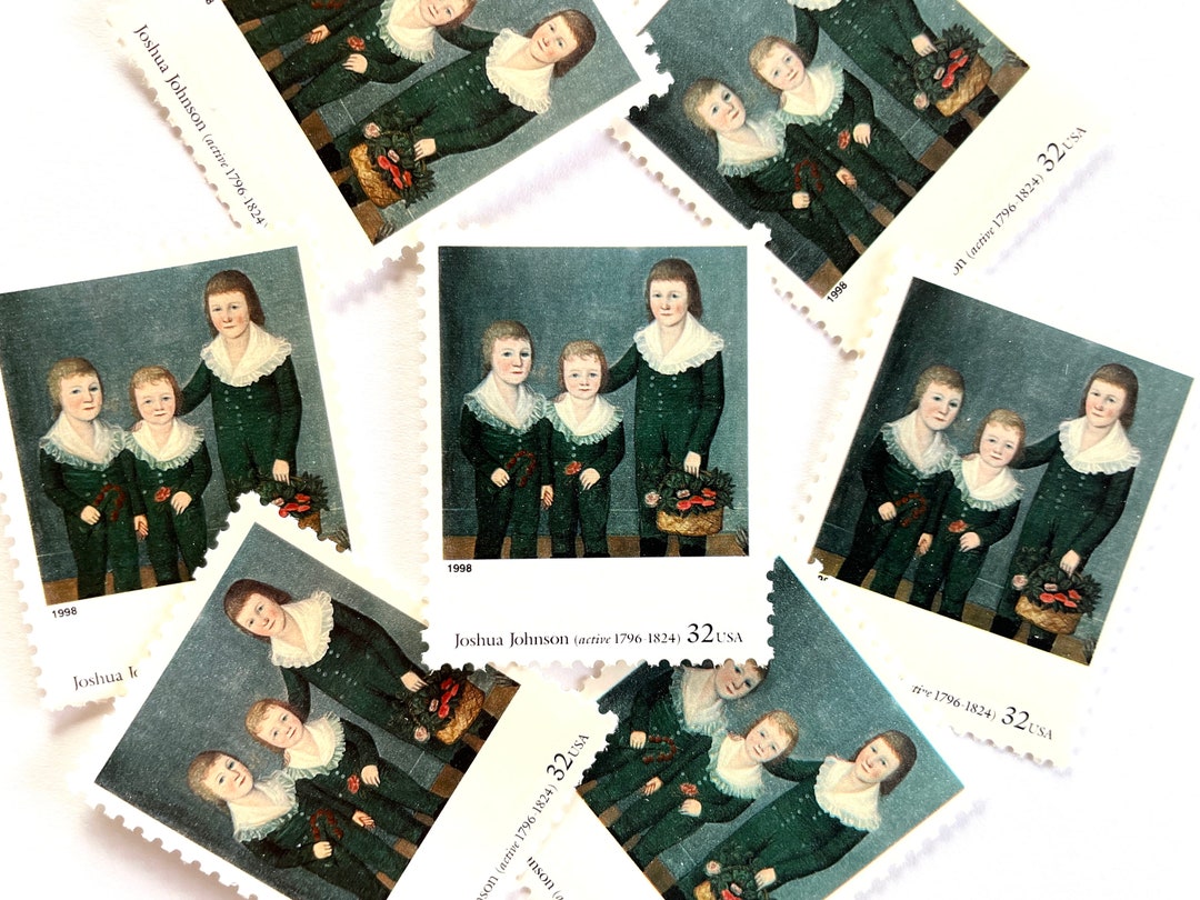 10 Vintage Unused Joshua Johnson Mail Stamps / the Westwood Children ...