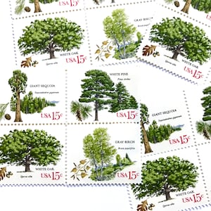 20 Vintage Unused American Trees Mail Stamps / Oak, Birch, Pine ...