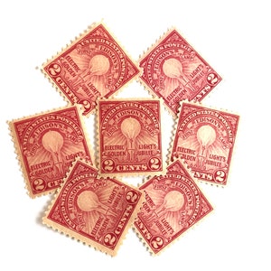 20 Vintage Unused Edison's First Lamp Mail Stamps / Electric Light USPS ...