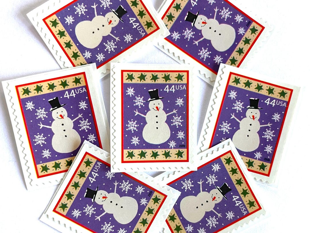 10 Vintage Unused Snowman Winter Holidays Stamps / Contemporary ...