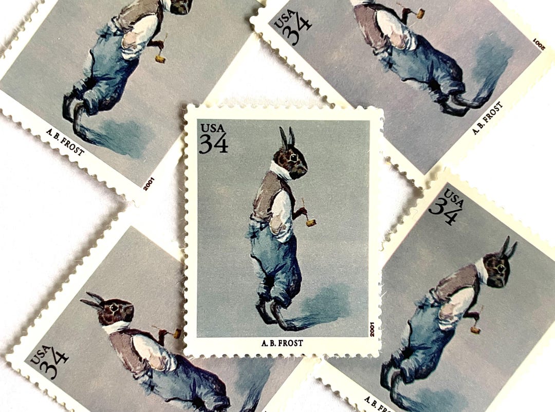 10 Vintage Unused Brer Rabbit Mail Stamps / American Illustrators A. B ...
