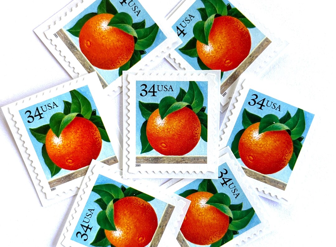10 Vintage Unused Orange Mail Stamps / Oranges USPS Postage / 34 Cents ...