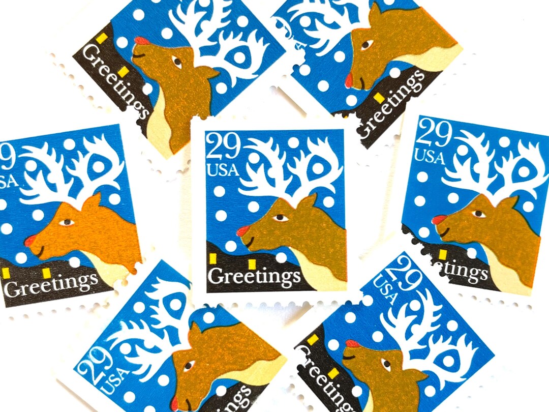 10 Vintage Unused Rudolph Reindeer Stamps / Christmas Holiday Snow USPS ...