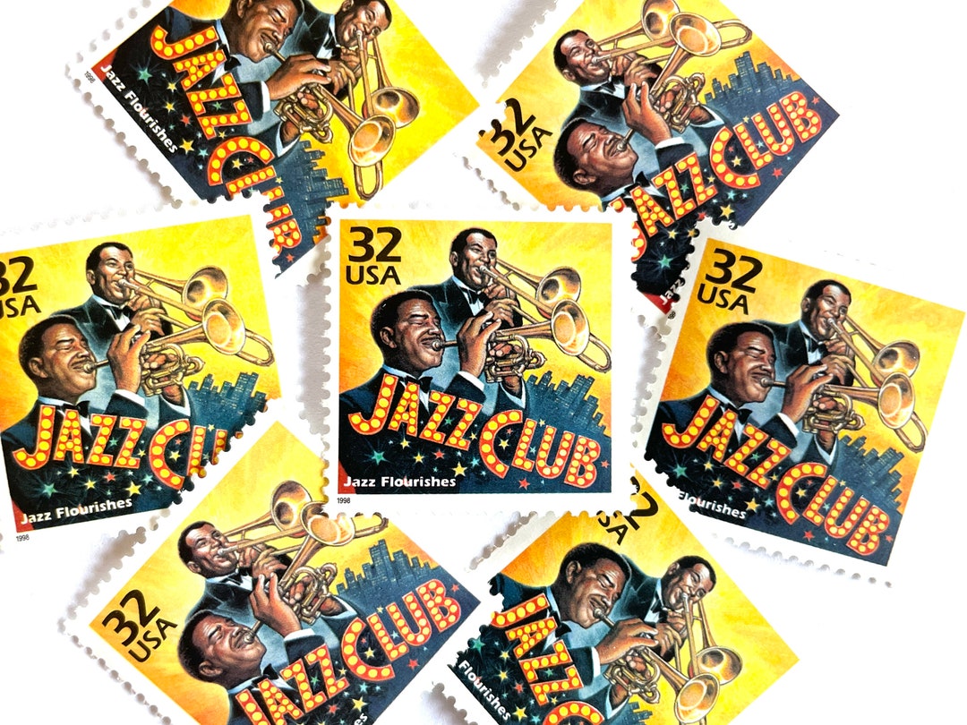 10 Vintage Unused Jazz Flourishes Stamps / Jazz Club Music Jazz Age ...