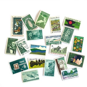 20 Vintage Unused Mixed Green Stamps / Green Stamp Set USPS - Etsy